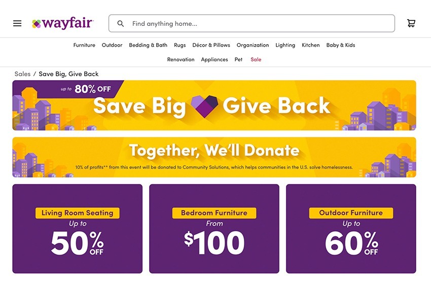 Wayfair’s Save Big, Give Back sale supports Community Solutions - Built ...